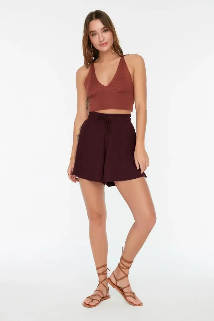 Trendyol Milla ženski šorts Twoss22Sr0212, burgundska-bordo