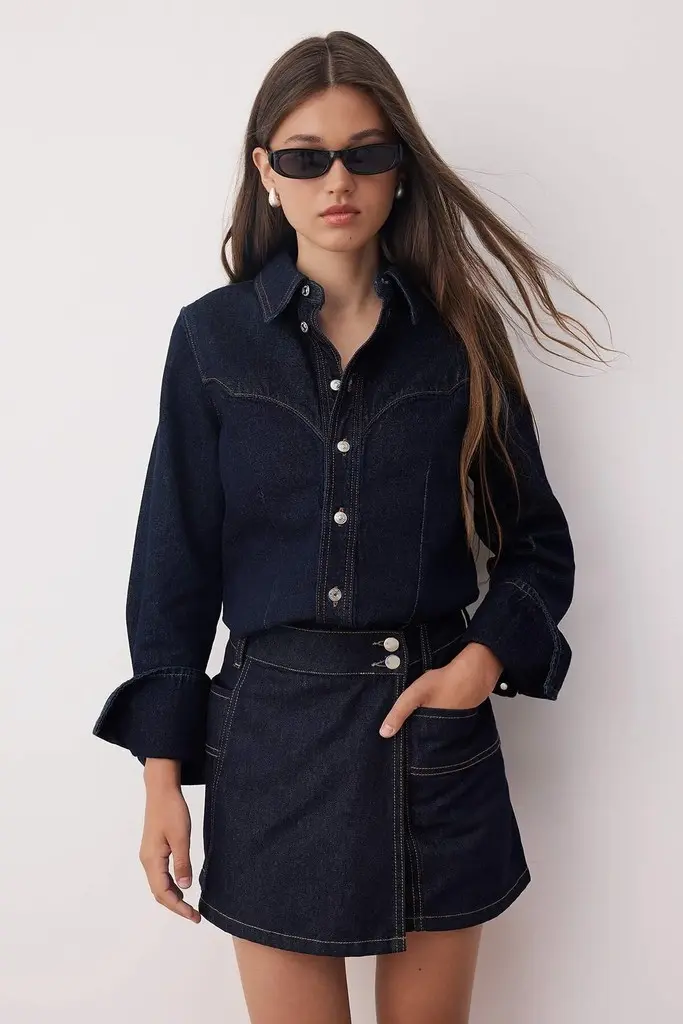 Trendyol Milla ženska suknja model Twoaw26Sr00021, tamnoplava-tamnoplava