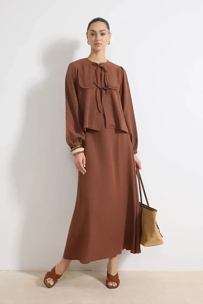 Trendyol Modest Ženski komplet Tctss25Us00031, Smeđi