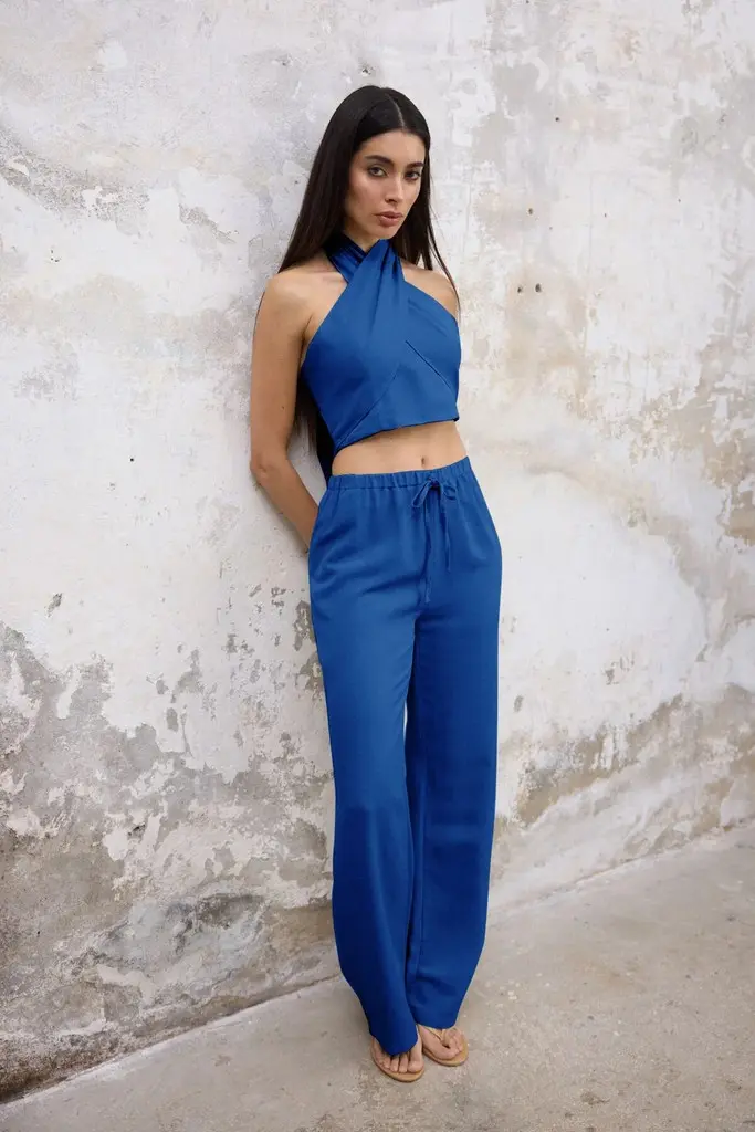 Trendyol Milla ženski set bluza-pantalone Twoss25Au00108, indigo-plava