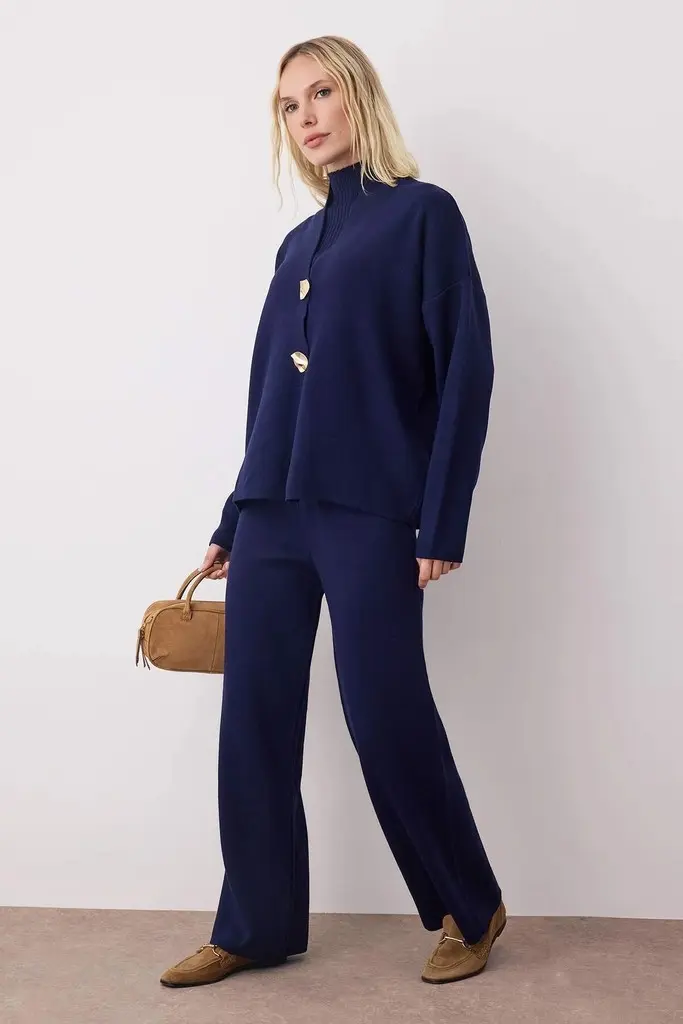 Trendyol Milla ženski set kardigan-bluza-pantalone Twoaw26Au00049, tamnoplava-dark plava