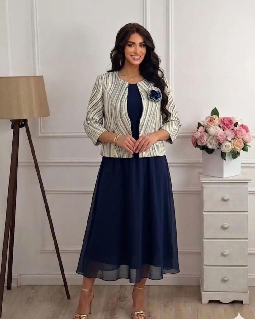 Squareonline Ženski komplet Navy Beige Elegance Set, Tamnoplavi