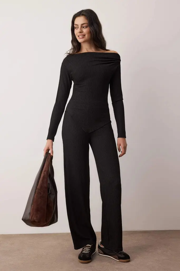 Trendyol Milla ženski set top i donji deo Twoaw26Au00141, crna-crna