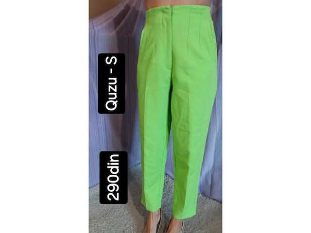 Quzu ženske pantalone na peglu zelene S/36