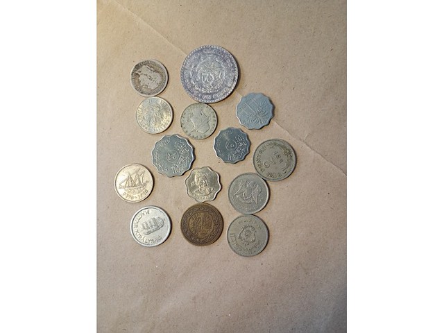 Lot od 14 stranih kovanica