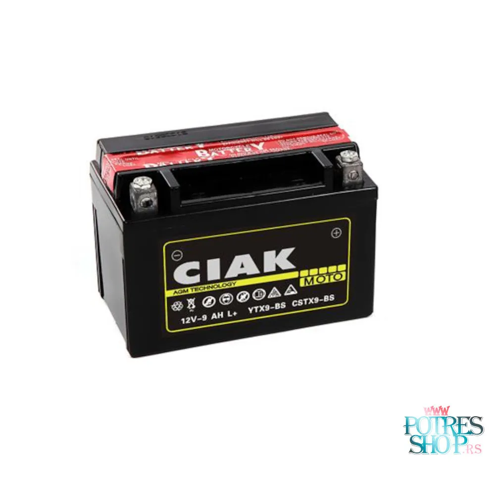 AKUMULATOR CIAK MOTO YTX9-BS 12V-9AH L+