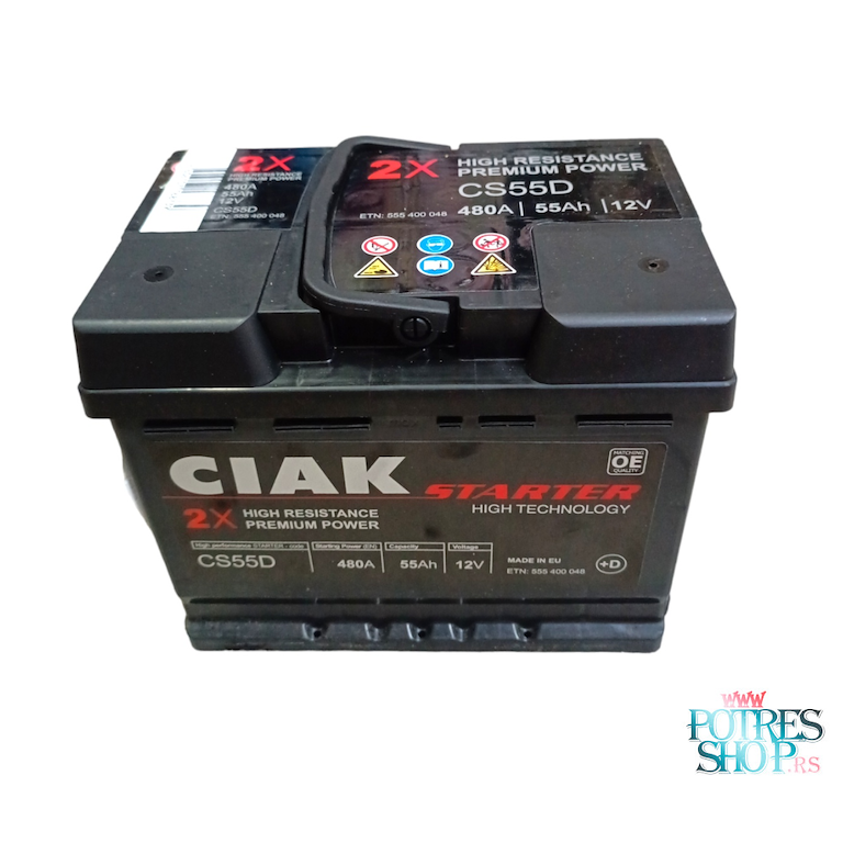 AKUMULATOR CIAK STARTER 12V-55AH D+