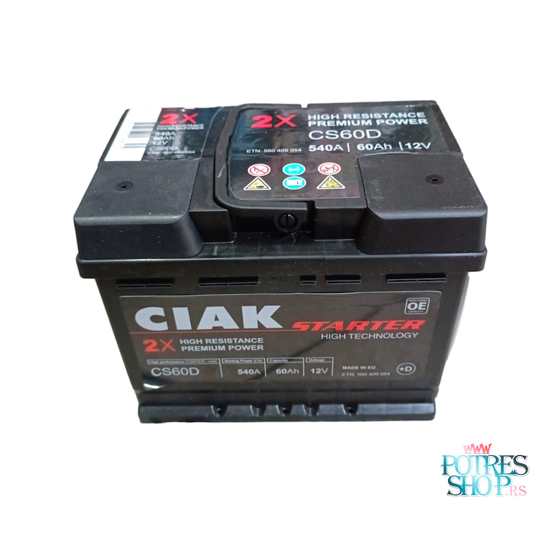 AKUMULATOR CIAK STARTER 12V-60AH D+