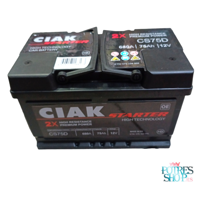 AKUMULATOR CIAK STARTER 12V-75AH D+