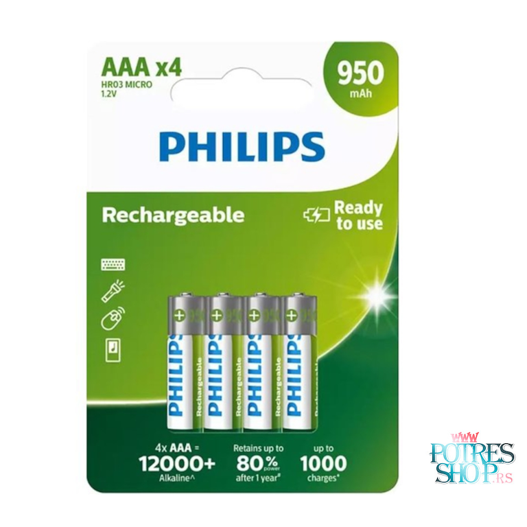 BATERIJA PHILIPS AAA 1,2V 950MAH PUNJIVE