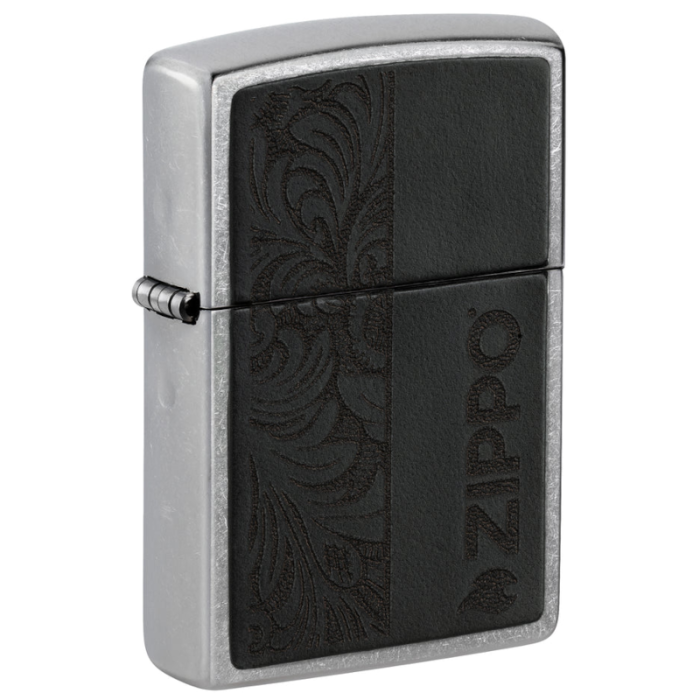 ZIPPO UPALJAC BLACK LEATHER EMBLEM