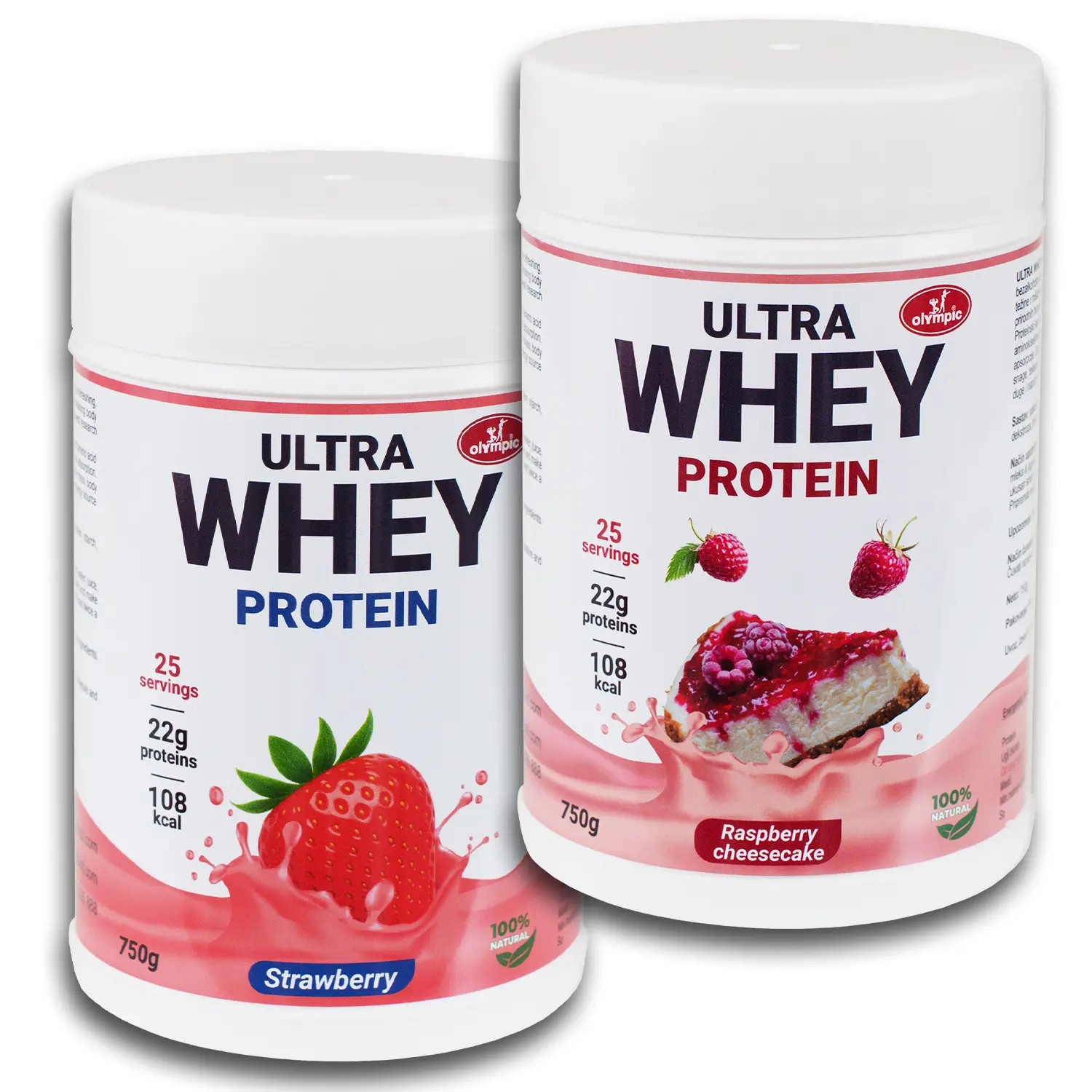 Olympic Ultra Whey Protein, Cheescake malina i Jagoda, 750 g, 2 komada