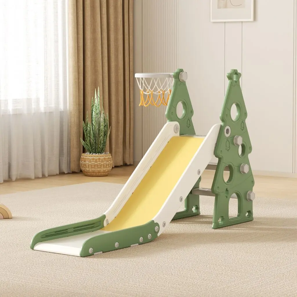 Feelkids Dečji tobogan sa košem "Šuma", Zeleni