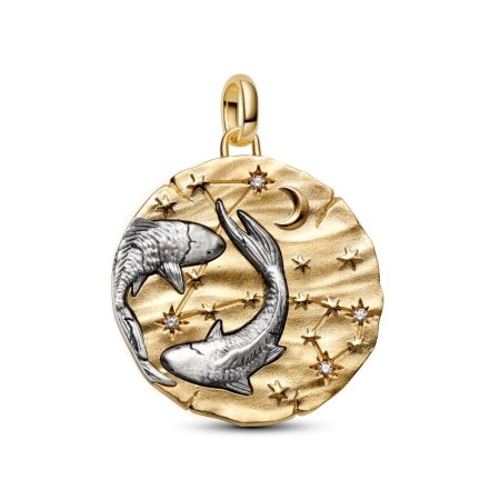 Zodijak Medaljon u znaku ribe u dva tona - veliki