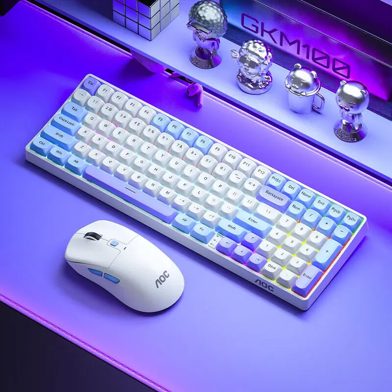 AOC Tastatura, Bela-plava + Miš, Beli