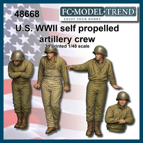 NEW! FC ModelTrend 48668 US WWII Self Propelled Artillery Crew (4 Figures / 3D-Printed)