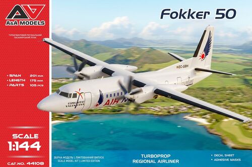 NEW! A & A Models 44108 Fokker 50 - Regional Airliner (EC-GBH)