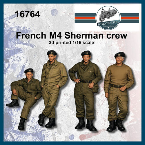 NEW! FC ModelTrend 16764 French M4 Sherman Crew (4 Figures / 3D-Printed)
