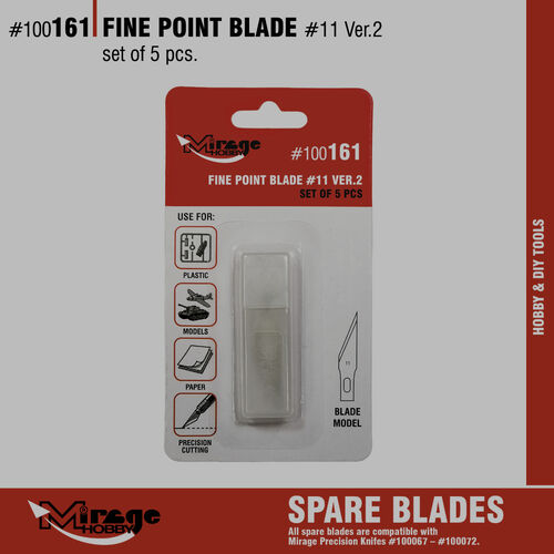NEW! Mirage-Hobby 100161 Fine Point Point Blade #11 Version 2 (5 pcs)