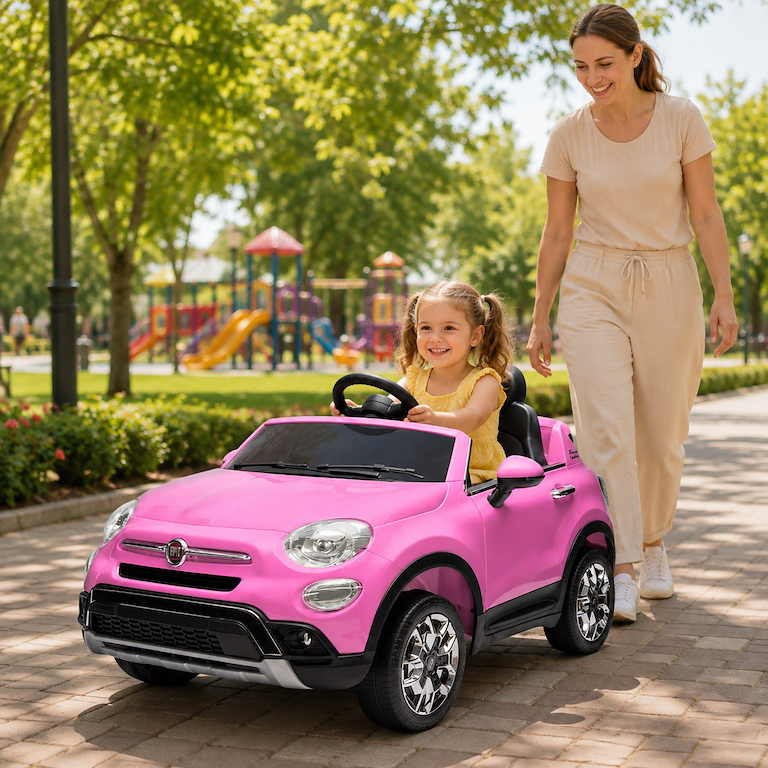 Licencirani FIAT 500X dečiji auto na akumulator 12 V – roze