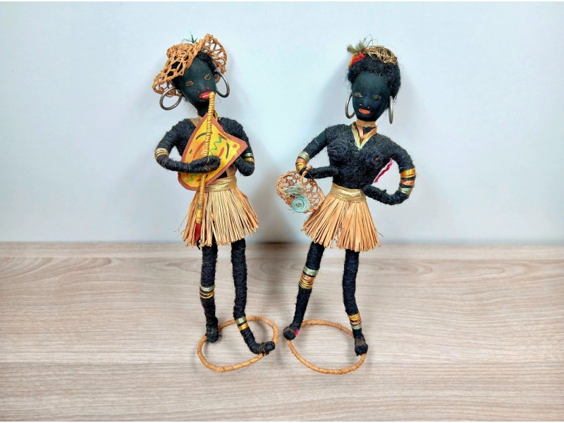 Afričke Folk Art retro figure-Par lutki-Ručni rad