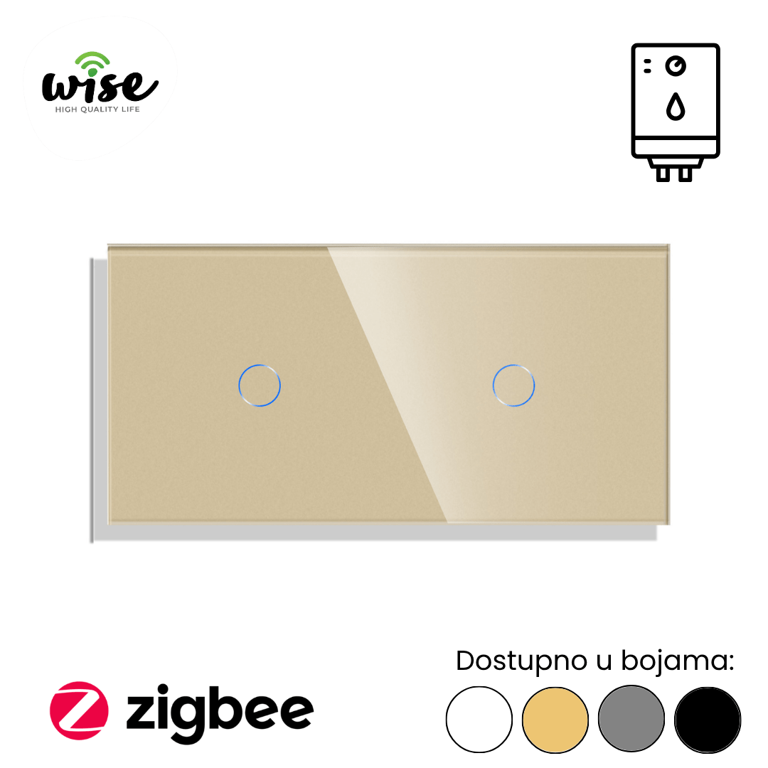 Wise Zigbee set za kupatilo
1 taster (bojler) + 1 taster (svetlo / ventilator),
staklo krem