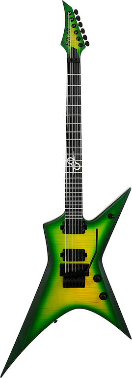 Solar Guitars X1.6FRLB Flame Lime Burst Matte električna gitara + kofer