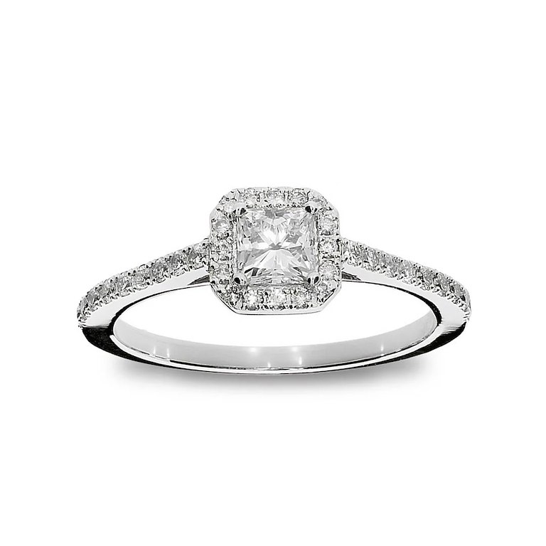 Prsten K422 – Moissanite – Belo zlato