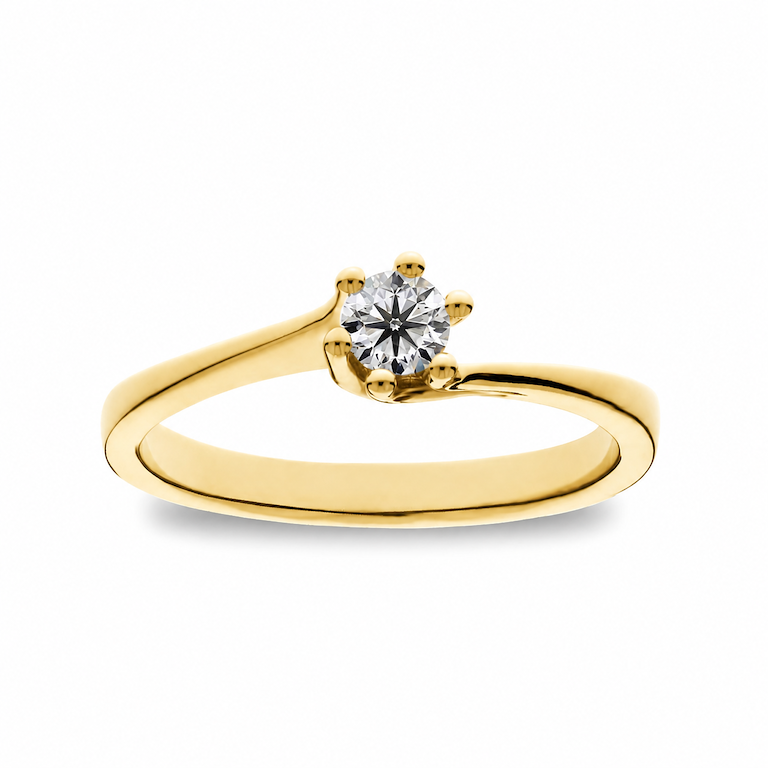 Prsten K235 – Moissanite – Žuto zlato