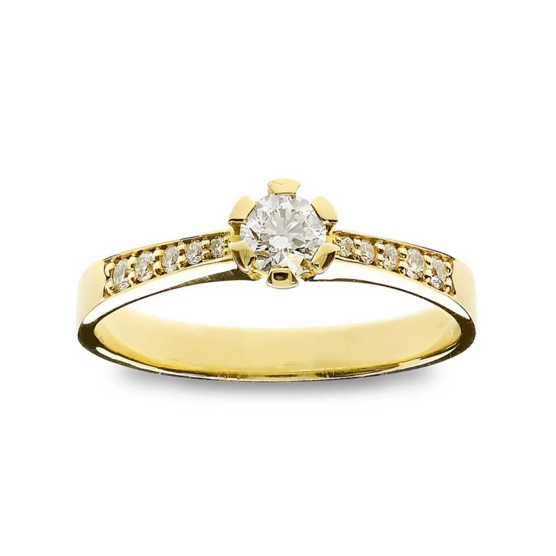 Prsten K171 – Moissanite – Žuto zlato