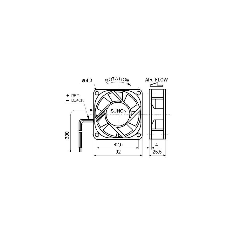 Ventilator 230VAC 92X25mm SUNON Ball SF23092HBT