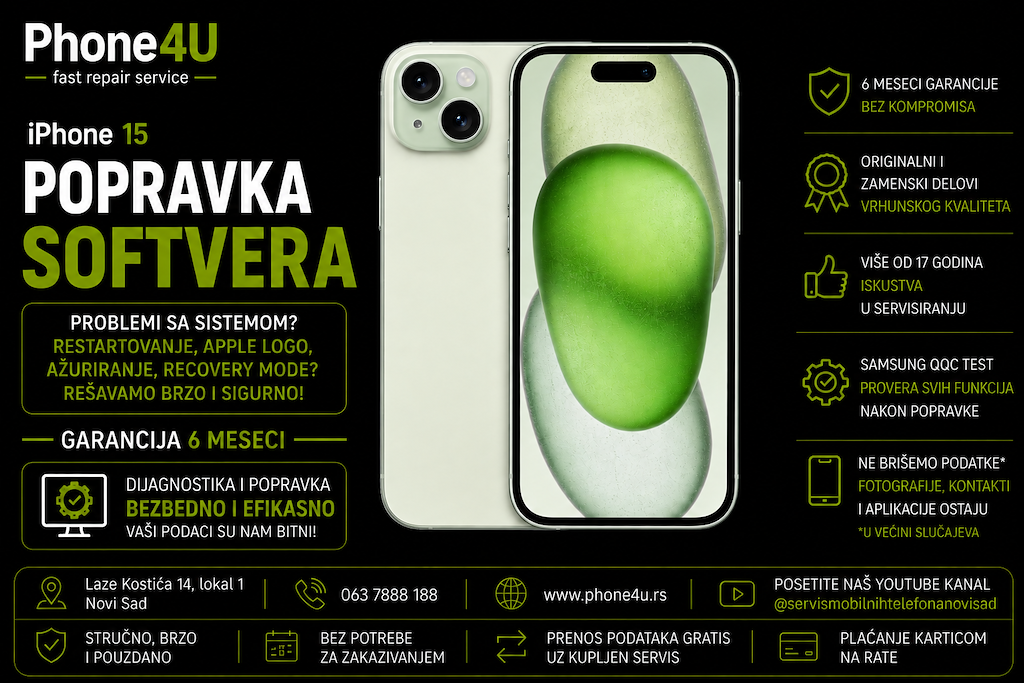 Popravka softvera za iPhone 15 | Phone4U servis