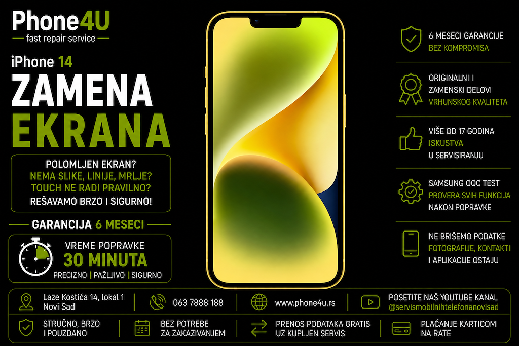 Zamena ekrana za iPhone 14 | Phone4U servis