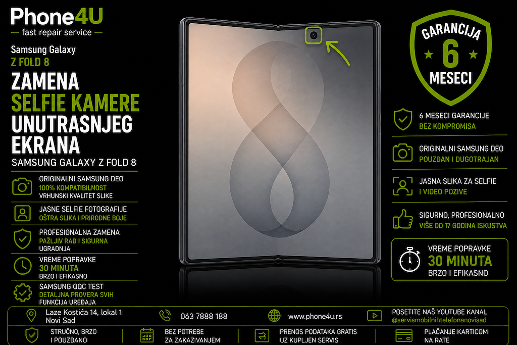 Zamena selfie kamere unutrašnjeg ekrana Z Fold 8 | Phone4U