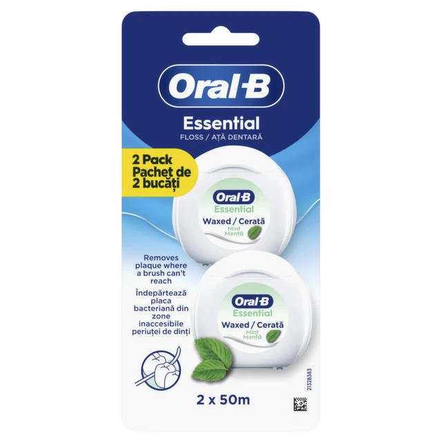 Oral-B Essential Voskirani konac za zube mint, 2 x 50 m