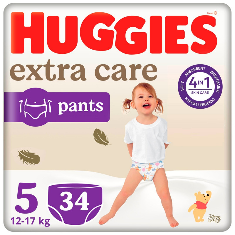Huggies pelene extra care pants 5  12-17kg 34kom