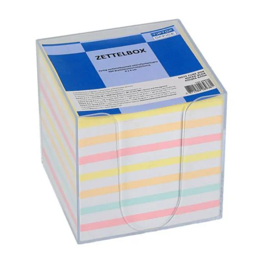 Blok kocka u PVC kutiji 9x9x9 cm 900 listova mix boje Tip Top Office