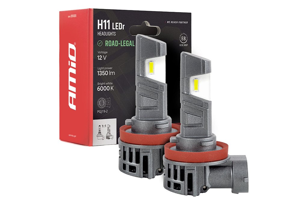 LED sijalice za automobile sa drumskom homologacijom R37 E-MARK H11 PnP FAN 18W AMIO-05120 Bestseler