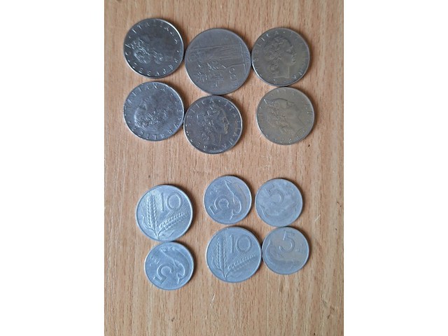 Lot metalnih novčića Italije – Italijanske lire -12 kom
