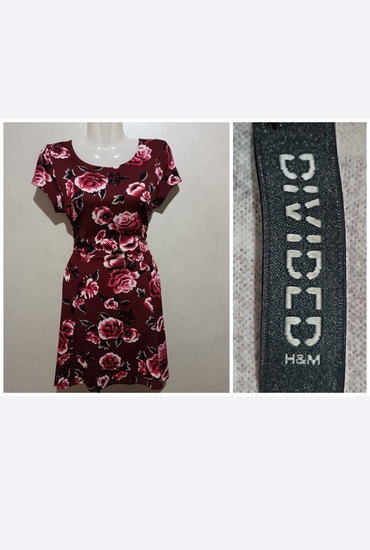 H&M Burgundy floral haljina ❤️ 36