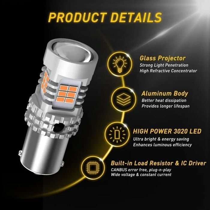 AUXITO LED sijalice BA15S žute (amber) set od 2 komada BA15S-5KG26-Y2
