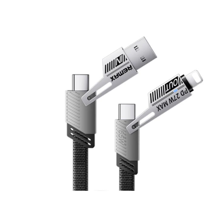 RC-C189 USB A+C na USB C+Lightning 2u2 65W 1m data kabl crni