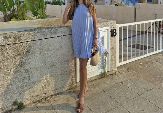 Plava plisir haljina H&M SNIZENA 1000