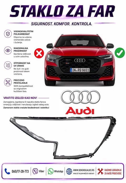 STAKLO FARA AUDI Q8 24-26 STAKLO ZA FAR