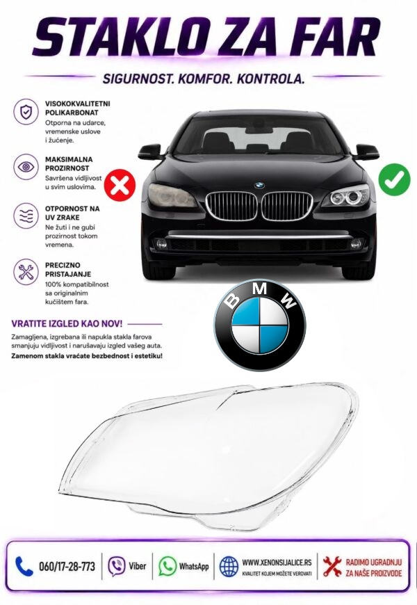 STAKLO FARA BMW 7 E65-E66 05-08 STAKLO ZA FAR