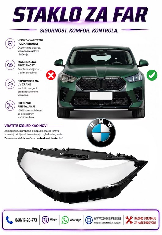 STAKLO FARA BMW X3 G45 24-26 STAKLO ZA FAR