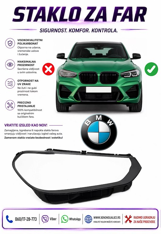 STAKLO FARA BMW X4 G02 21-25 STAKLO ZA FAR