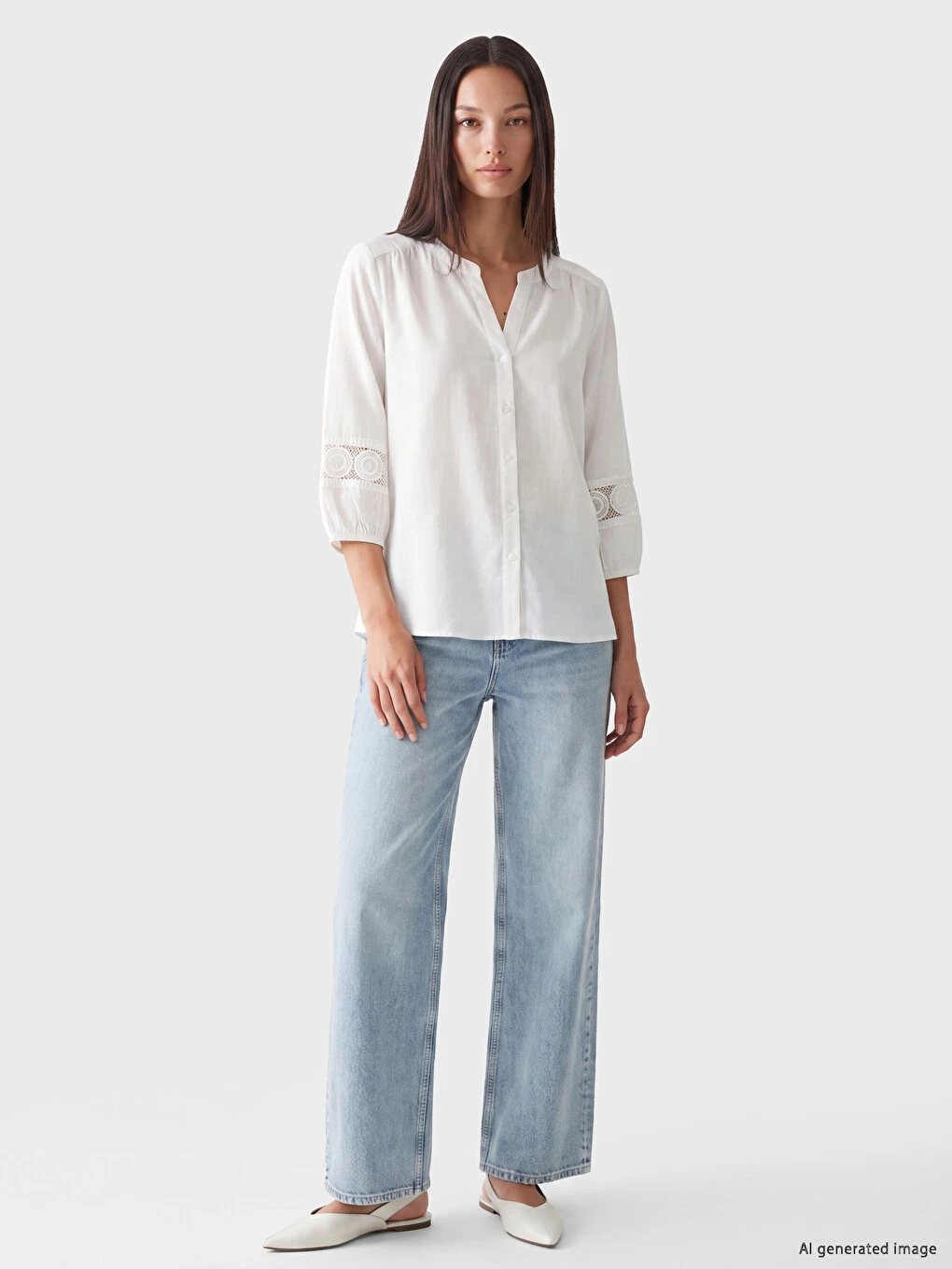 LCW EVERYDAY Bluza Sa Ruskom Kragnom, Vezom I Naborima