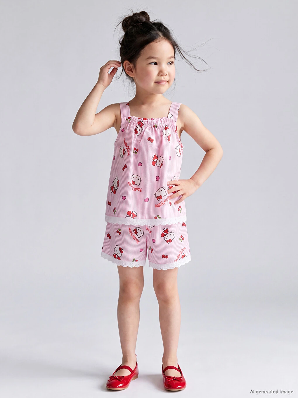 LCW Kids Hello Kitty Štampani Komplet Šorts Za Devojčice