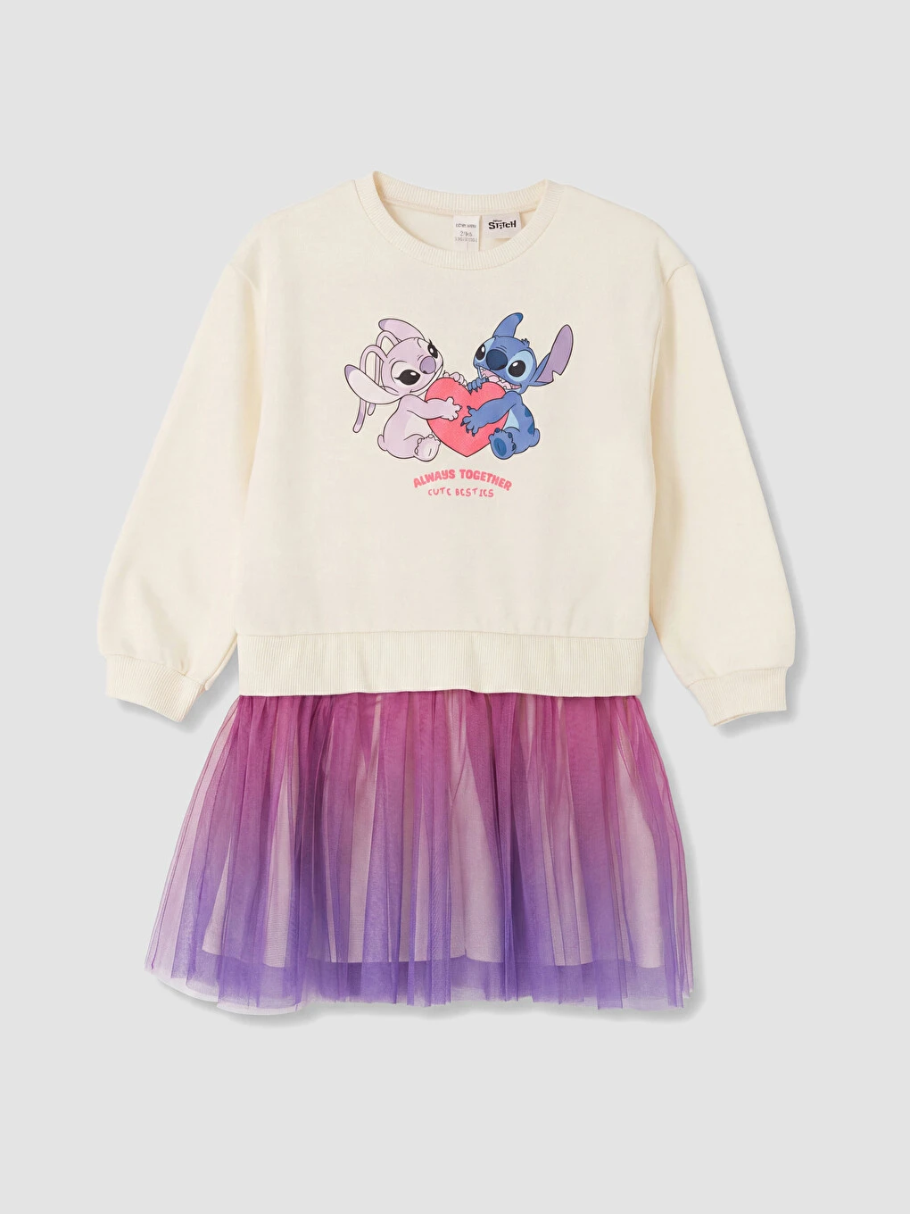 LCW Kids Stitch I Angel Štampana Tutu Haljina Za Devojčice